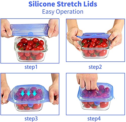 Firsting Silicone Stretch Lids, 18 Pack Reusable Silicone Lids, Silicone Bowl Covers, 6 Sizes Apply to Food Container, for Freezer & Microwave