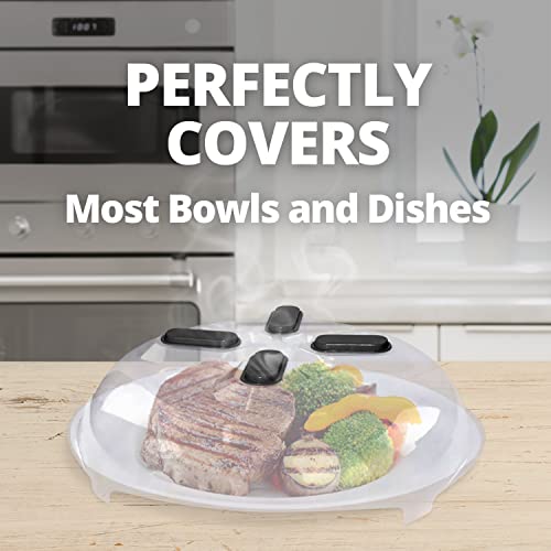 HOVER COVER Magnetic Microwave Cover for Food | Clear Microwave Splatter Cover | Microwave Plate Cover with Steam Vents | Food Grade Dish Cover | BPA-Free | Dishwasher Safe | Black