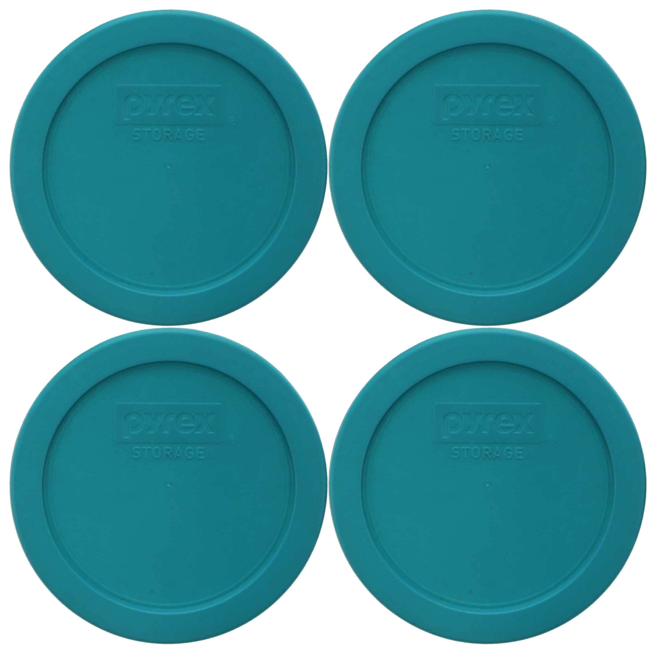 Pyrex 7201-PC 4-Cup Turquoise Plastic Replacement Food Storage Lid, Made in USA - 4 Pack