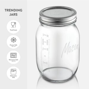 Paksh Novelty Mason Jars - Food Storage Container - 4-Pack - Airtight Container for Pickling, Canning, Candles, Home Decor, Overnight Oats, Fruit Preserves, Jam or Jelly