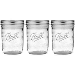 ball wide mouth pint 16-ounces mason jars with lids and bands, (set of 3)