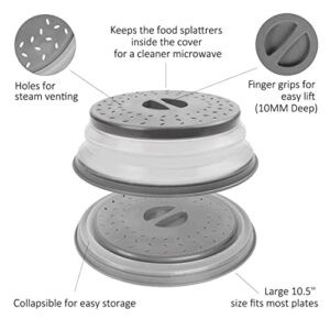 Thermoplastic Rubber Microwave Splatter Cover ,Microwave Cover for Food Fruit Drainer,BPA-Free Dishwasher Safe 10.5 inch (GREY)