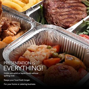 Stock Your Home 1 Lb Small Aluminum Pans with Lids (50 Pack) Foil Pans + Clear Plastic Lids, Disposable Cookware, Takeout Trays with Lids - To Go Disposable Food Containers for Restaurants & Catering