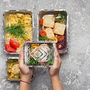 Stock Your Home 1 Lb Small Aluminum Pans with Lids (50 Pack) Foil Pans + Clear Plastic Lids, Disposable Cookware, Takeout Trays with Lids - To Go Disposable Food Containers for Restaurants & Catering