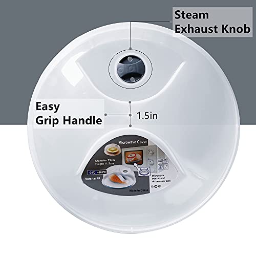 Microwave Splatter Cover for Food, Large Plate Cover Guard Lid with Steam Vents Keeps Microwave Oven Clean, 11.5 Inch BPA Free & Dishwasher Safe-Grey