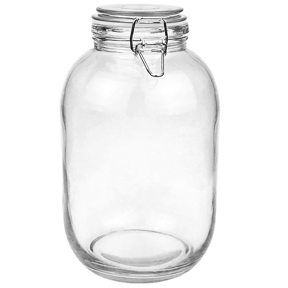 Folinstall 1 Gallon Glass Jar with Airtight Lid, Large Mason Jar for Pickled Eggs, Clear Glass Storage Jar for Kombucha, Limoncello, Sun tea (Extra 1 Gasket)