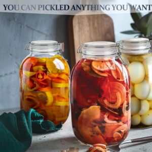 Folinstall 1 Gallon Glass Jar with Airtight Lid, Large Mason Jar for Pickled Eggs, Clear Glass Storage Jar for Kombucha, Limoncello, Sun tea (Extra 1 Gasket)