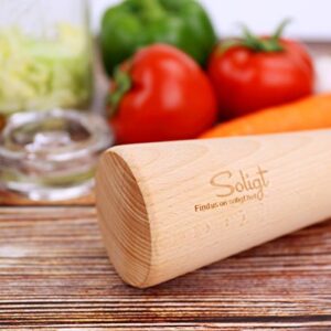 SOLIGT 12" Sauerkraut Pounder for Mason Jars Vegetable Fermentation- One Piece of Solid Wood