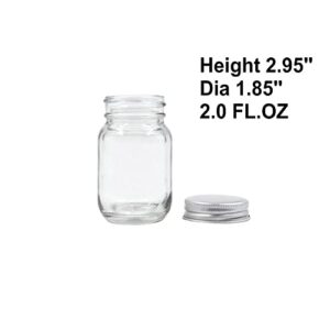 U Pack 2oz Mason Jar with Silver Lid for Honey Jam Spice Pack of 24 Sets