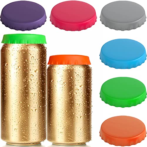 Silicone Soda Can Lids, 6 Pack BPA-Free Reusable Silicone Can Covers, Can Stopper or Protector For Soda, Beer, Drink, Juice, Coke, Beverage, Fits Standard Cans (Assorted)