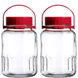 1 gallon glass jar with lid wide mouth airtight plastic pour spout lids bulk-dry food storage pickling mason jar canister raw milk bottle jug fermenting sun tea kombucha kefir water storing canning