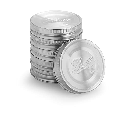 Ball Jar Stainless Steel One-Piece Mason Jar Lids, Wide Mouth, 6-Pack,Silver