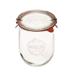 Weck Tulip Jars 1 Liter - Large Sour Dough Starter Jars with Wide Mouth - Suitable for Canning and Storage - 2 with Glass Lids