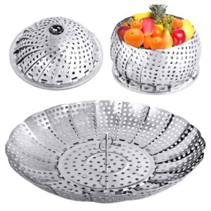 vegetable folding steamer basket , metal stainless steel steamer basket insert, collapsible steamer baskets for cooking food, expandable fit various size pot(5.9" to 9.8") ylyl