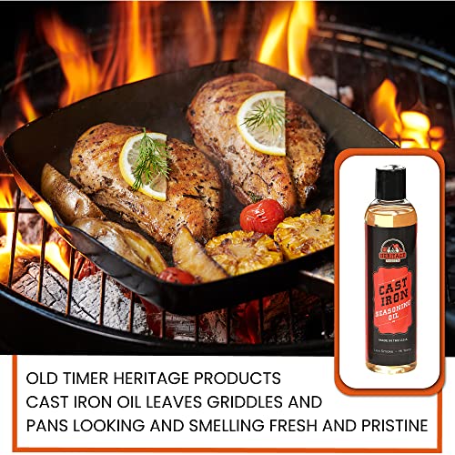 Heritage Products Cast Iron Seasoning Oil - Low-Smoke, Hi Temp All-Natural Skillet Conditioner for Dutch Oven, Griddle, Camp Grill – Cleans, Protects Cast Iron Cookware with Avocado Oil