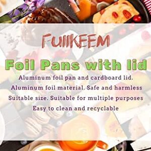 FUIIKEEM Small Aluminum Pans with Lids -(5"×4"×1.8") 1 LB Capacity Tin Foil Food Containers with Lids - 40 Pans and 40 Lids - for Cooking, Baking, Meal Prep