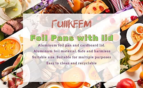 FUIIKEEM Small Aluminum Pans with Lids -(5"×4"×1.8") 1 LB Capacity Tin Foil Food Containers with Lids - 40 Pans and 40 Lids - for Cooking, Baking, Meal Prep