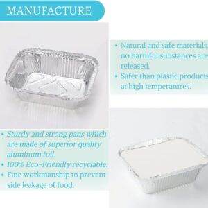 FUIIKEEM Small Aluminum Pans with Lids -(5"×4"×1.8") 1 LB Capacity Tin Foil Food Containers with Lids - 40 Pans and 40 Lids - for Cooking, Baking, Meal Prep