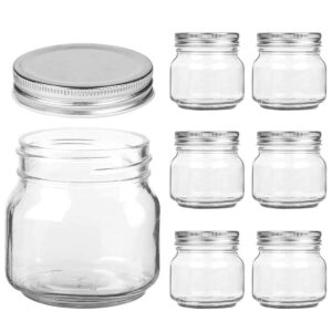 yomarket small mason jars regular mouth - 8 oz clear glass jars with silver metal lids for sealing, food storage, overnight oats, jelly, dry food, jam,diy jars, 6pcs