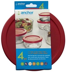 Anchor Hocking Replacement Lids 1x7cup,1x4cup,1x2cup,1x1cup, red Round lid