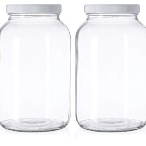 kitchentoolz 1 Gallon Extra Large Glass Mason Jar - Wide Mouth with Airtight Lid - Safe Container for Fermenting, Pickling, and Storing