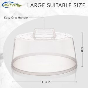 Large Microwave Cover for Food - Splatter Guard Lid - Cake Stand Cover - Size 11.5 In x 5 In Tall - Easy Grip Handle with Steam Vented Holes - BPA Free & Dishwasher Safe | Clear Plastic