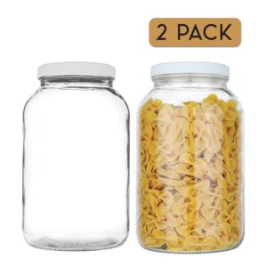 kitchentoolz 1 Gallon Extra Large Glass Mason Jar - Wide Mouth with Airtight Lid - Safe Container for Fermenting, Pickling, and Storing