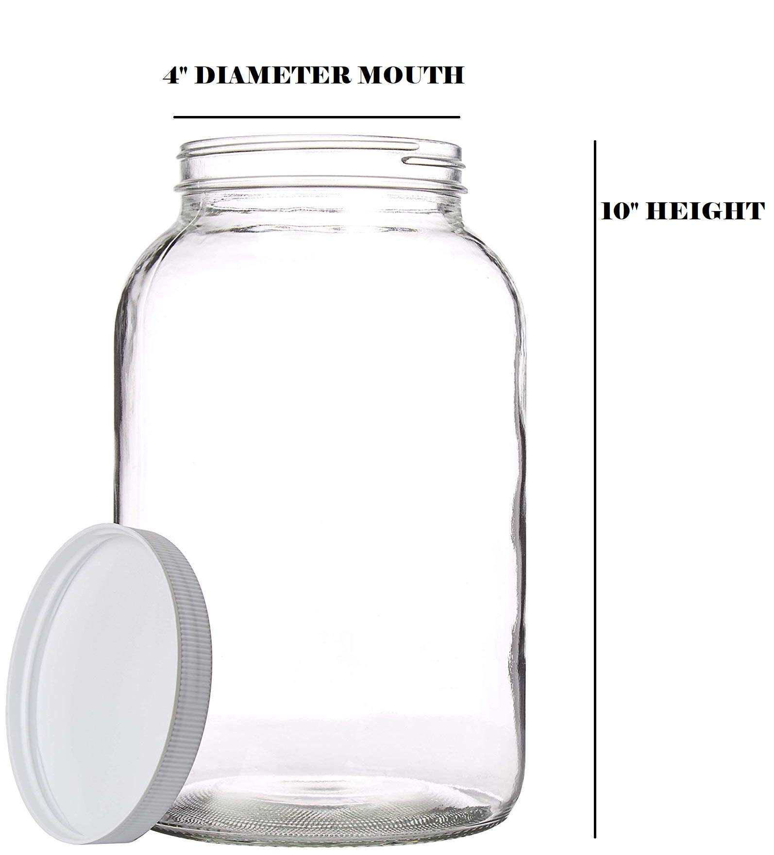 kitchentoolz 1 Gallon Extra Large Glass Mason Jar - Wide Mouth with Airtight Lid - Safe Container for Fermenting, Pickling, and Storing