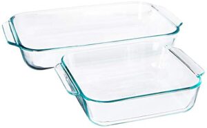 pyrex 2piece basics value pack1-basics 8"/2 dish1-basics 3 quart oblong bake dish, 2.2, clear