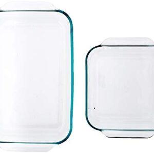 Pyrex 2Piece Basics Value Pack1-Basics 8"/2 dish1-Basics 3 Quart Oblong Bake Dish, 2.2, Clear