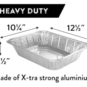 Aluminum Pans 9x13 (30-Pack) - EXTRA HEAVY DUTY - Durable Deep Half-Size Disposable Foil Tins for Grilling, Baking, Cooking, Roasting, Freezing, Serving Food & Lining Steam-Table Trays/Chafers