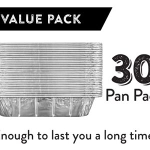 Aluminum Pans 9x13 (30-Pack) - EXTRA HEAVY DUTY - Durable Deep Half-Size Disposable Foil Tins for Grilling, Baking, Cooking, Roasting, Freezing, Serving Food & Lining Steam-Table Trays/Chafers