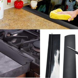 Silicone Kitchen Stove Gap Covers, Kitchen Counter Gap Anti-Slip Non-Tacky Filler Seals Spills Between Counter, Stovetop, Oven, Washer, heat-resistant，Set of 2 (21 Inches, Black) by liboyixi