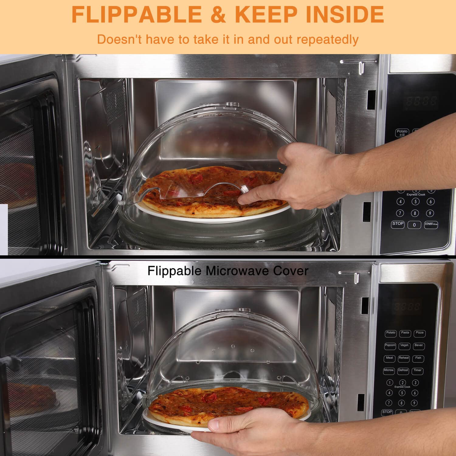 Flippable Microwave Cover for Food, Dish, Higher Microwave Plate Cover for Heating, Stay-Inside Splatter Guard for Microwave Oven, Innovative Lid