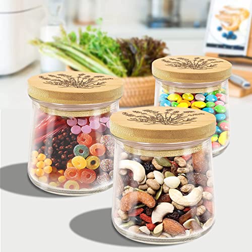 12 Pack Reusable Bamboo Wooden Lids with Silicone Sealing Rings Perfect Airtight for Oui Yogurt Jars Lavender Pattern