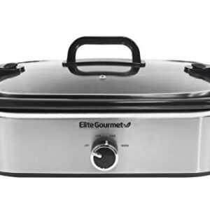 Elite Gourmet MST-5240SS Crock Slow Cooker, Locking Lid Adjustable Temperature Keep Warm Oven & Dishwasher-Safe Casserole Pan, 3.5Qt Capacity, Stainless Steel