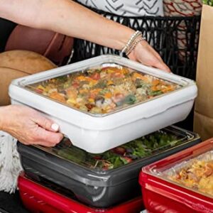 Fancy Panz Classic, Dress Up & Protect Your Pan, Made in USA, Fits Half Size Foil Pans & Serving Spoon Included. Hot or Cold Food. Stackable for easy travel. (Charcoal), (FPD03)