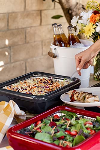 Fancy Panz Classic, Dress Up & Protect Your Pan, Made in USA, Fits Half Size Foil Pans & Serving Spoon Included. Hot or Cold Food. Stackable for easy travel. (Charcoal), (FPD03)