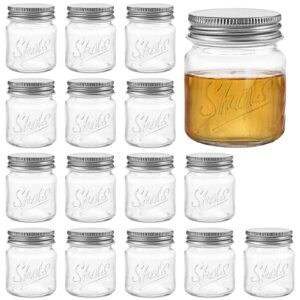 lawei set of 16 mini mason jars with lids - 2 oz mason jars shot glasses mason shooter glass for drinks shot favors desserts