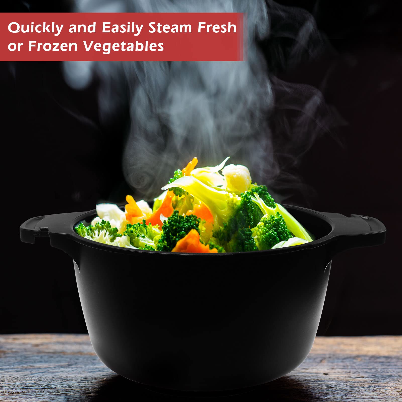 Professional Small Micro Cookware 1 Quart, Microwave Steamer for Vegetables, Microwave Cooker - BPA Free, Dishwasher Safe