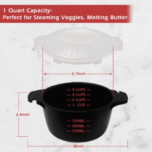 Professional Small Micro Cookware 1 Quart, Microwave Steamer for Vegetables, Microwave Cooker - BPA Free, Dishwasher Safe