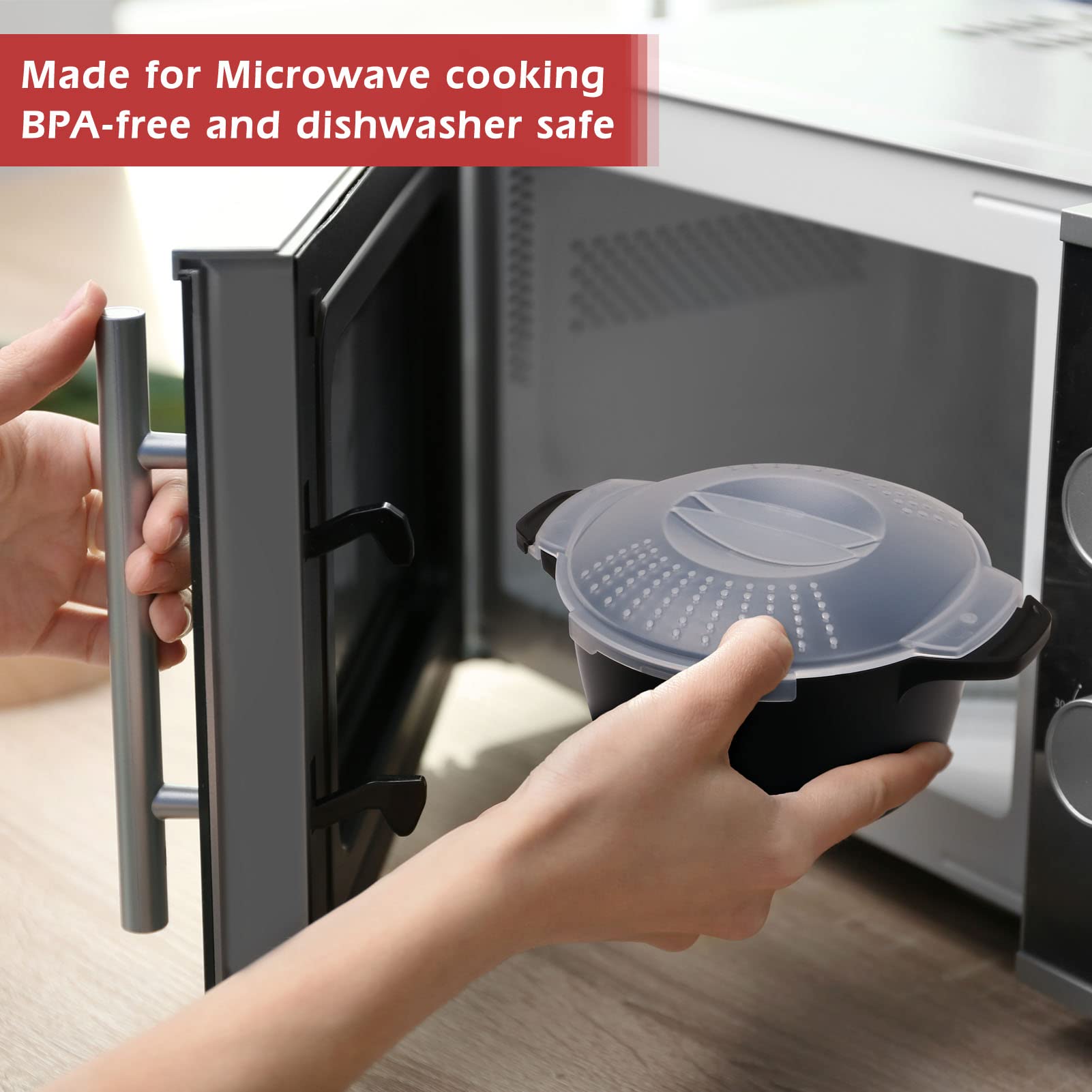 Professional Small Micro Cookware 1 Quart, Microwave Steamer for Vegetables, Microwave Cooker - BPA Free, Dishwasher Safe