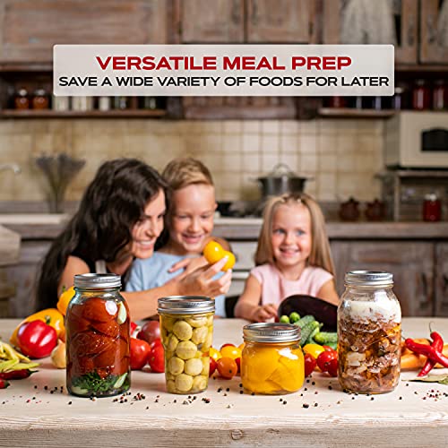 Wide Mouth Canning Lids, 100-Pack – Create Airtight Seals on Mason Jars to Preserve Food for Meal Prep & Emergency Food Storage – 3.4 In. Metal Lids with Silicone Seals – Canning Supplies by FORJARS