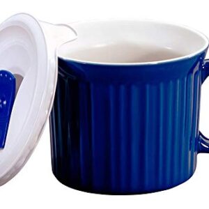 CorningWare Meal Mug with Vented Lid for Steam, 20-Oz Stoneware Soup Mug, BPA-Free Lid, Microwave, Freezer, and Dishwasher Safe, Blueberry