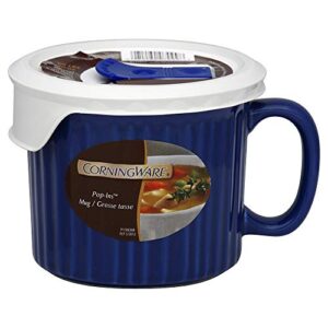 CorningWare Meal Mug with Vented Lid for Steam, 20-Oz Stoneware Soup Mug, BPA-Free Lid, Microwave, Freezer, and Dishwasher Safe, Blueberry