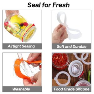 Silicone Replacement Gasket, Airtight Rubber Seals Rings for Mason Jar Lids, Leak-Proof Canning Silicone Fitting Seals for Glass Clip Top Jars (White, 10pcs)