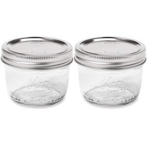 kerr wide mouth half-pint glass mason jars 8-ounces with lids and bands (2 jar-pack)