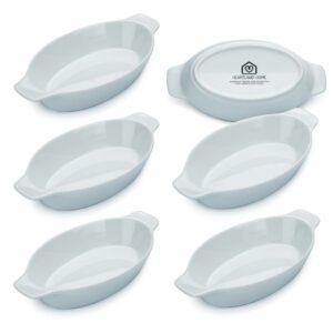 heartland home porcelain mini casserole dish oval (6pc set). cauliflower au gratin baking dish, banana split bowls, single serving, small individual