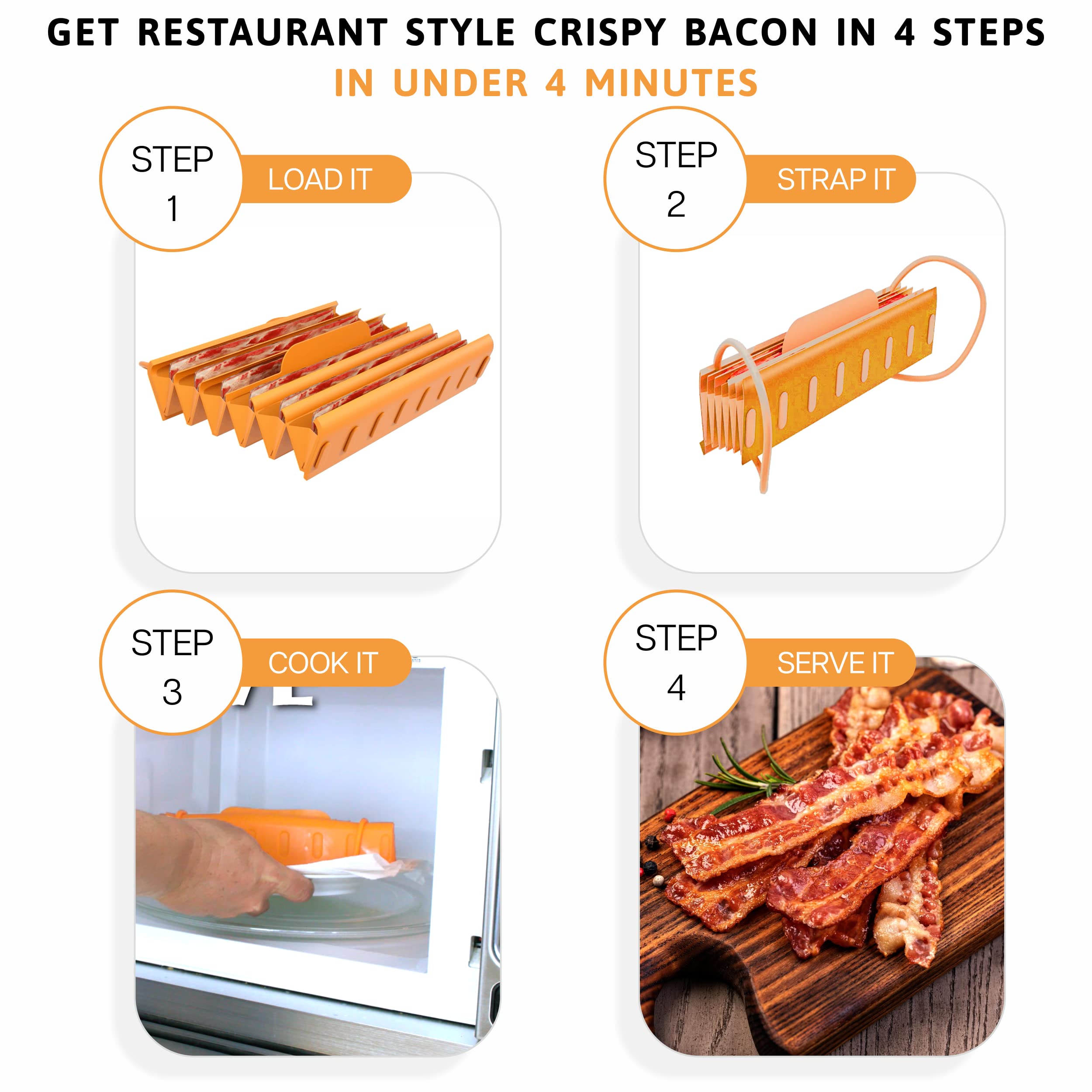 Bad Boy Microwave Bacon Cooker - Crispy Bacon Cooker For Microwave Oven - Microwave Cookware for Crispy, Healthy, and Low Bacon Grease Cooked Bacon - Pack of 1 Bacon Maker