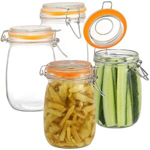 danallan wide mouth mason jars, 4pcs 32 oz glass jars with airtight lid large mason canning jars clear storage canister jars with measurement marks for canning flour jam jelly coffee sugar beans